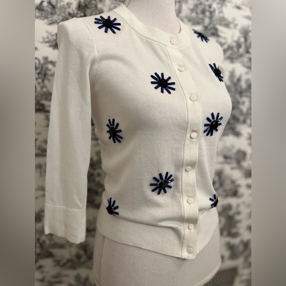 kate spade | Sweaters | Kate Spade Womens White Cardigan With Blue ...